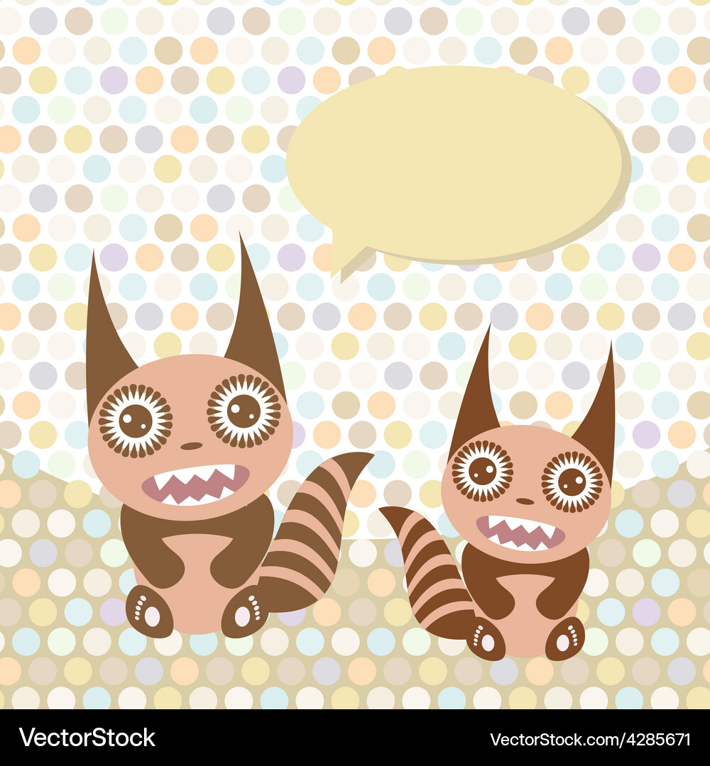 Polka dot background pattern funny cute monsters Vector Image