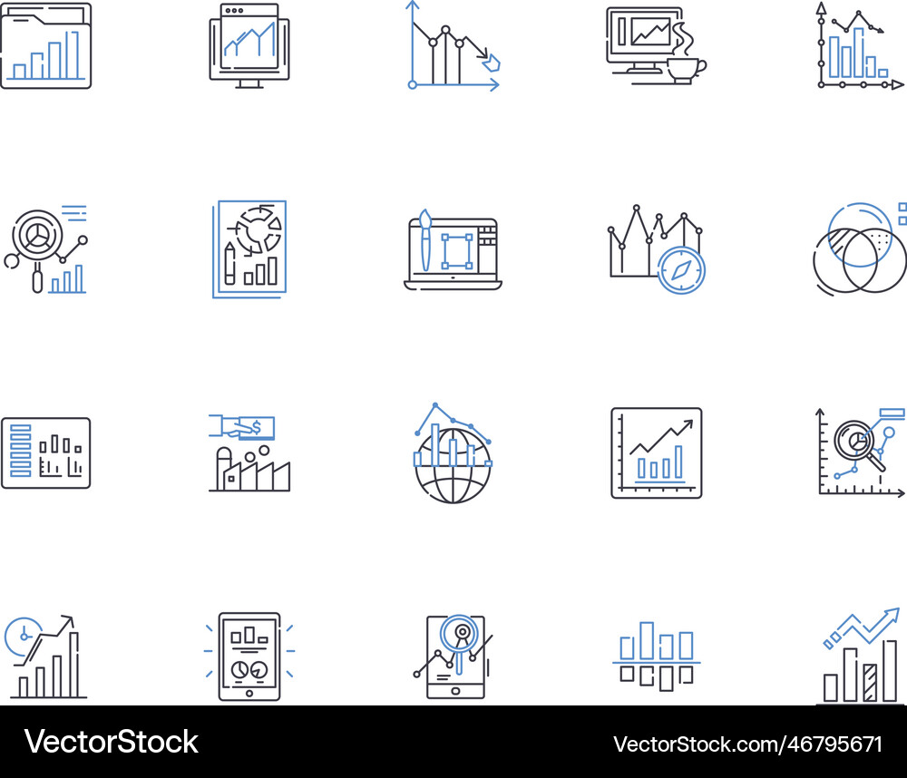 Records archives line icons collection Royalty Free Vector