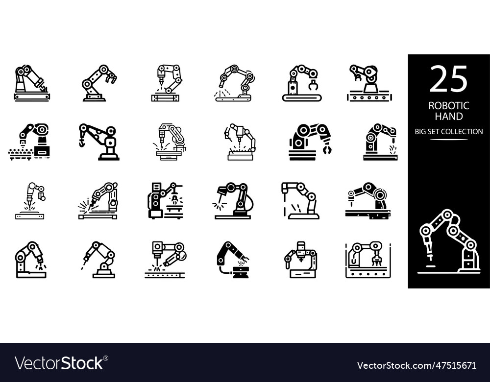 Robotic hand manipulator silhouette symbol icon Vector Image