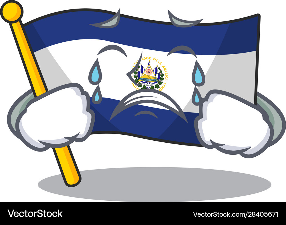 Sad crying flag el salvador scroll cartoon Vector Image
