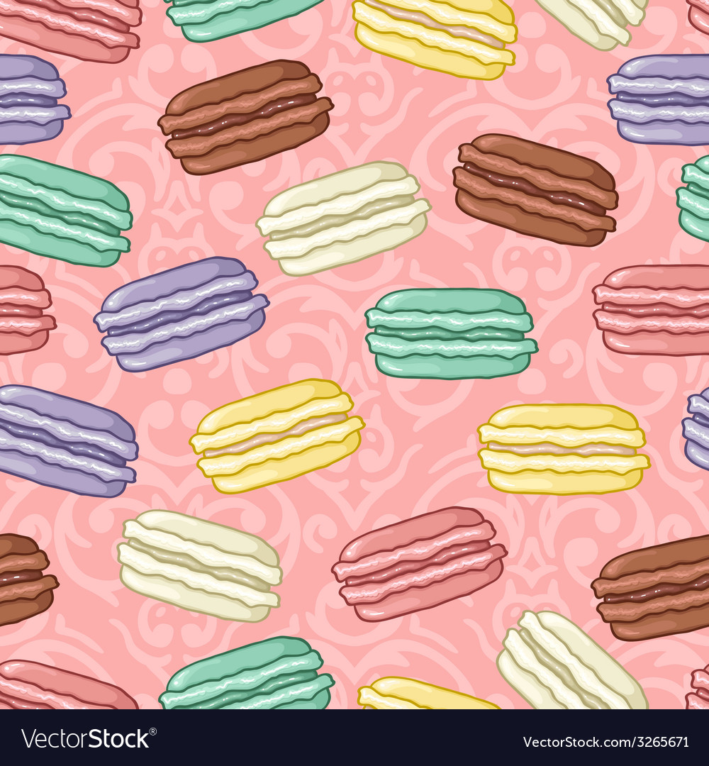 Seamless cute retro colored macarons pattern Vector Image