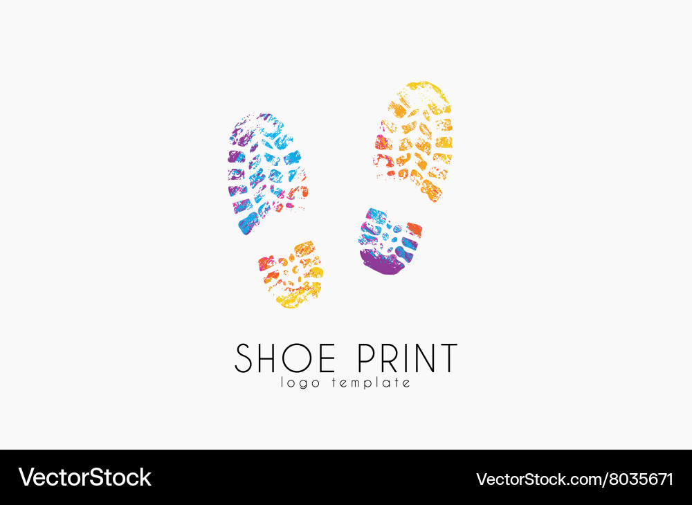 Shoe print logo color print creative logo Vector Image