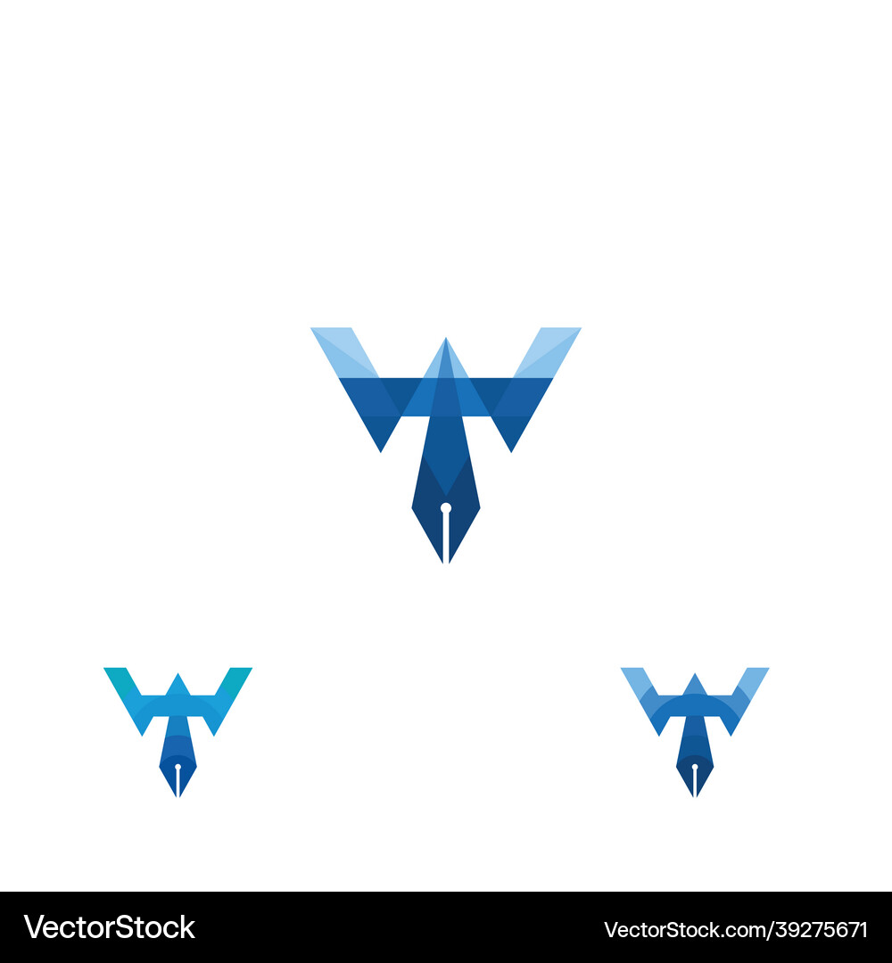 Wt or tw logo with pen icon worrier Royalty Free Vector