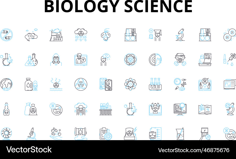 Biology science linear icons set photosynthesis Vector Image