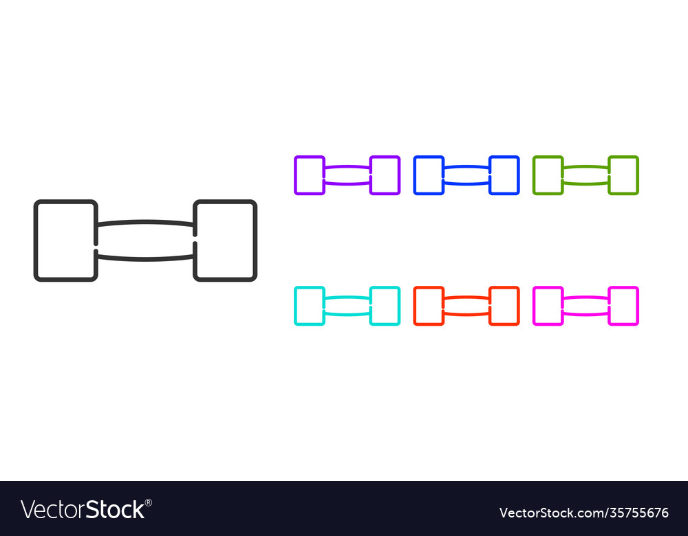 Black line dumbbell icon isolated on white Vector Image