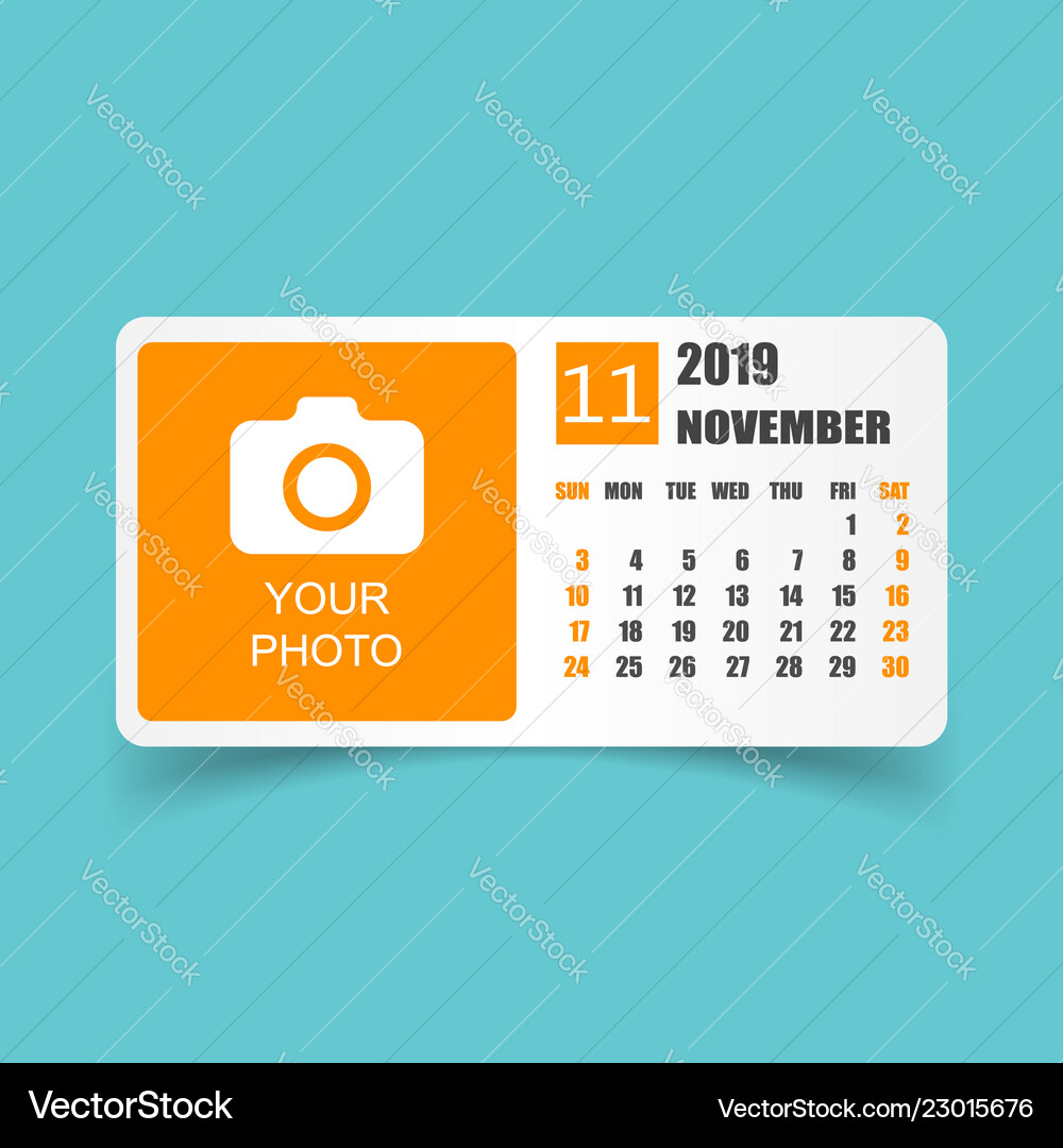 Calendar november 2019 year in simple style Vector Image