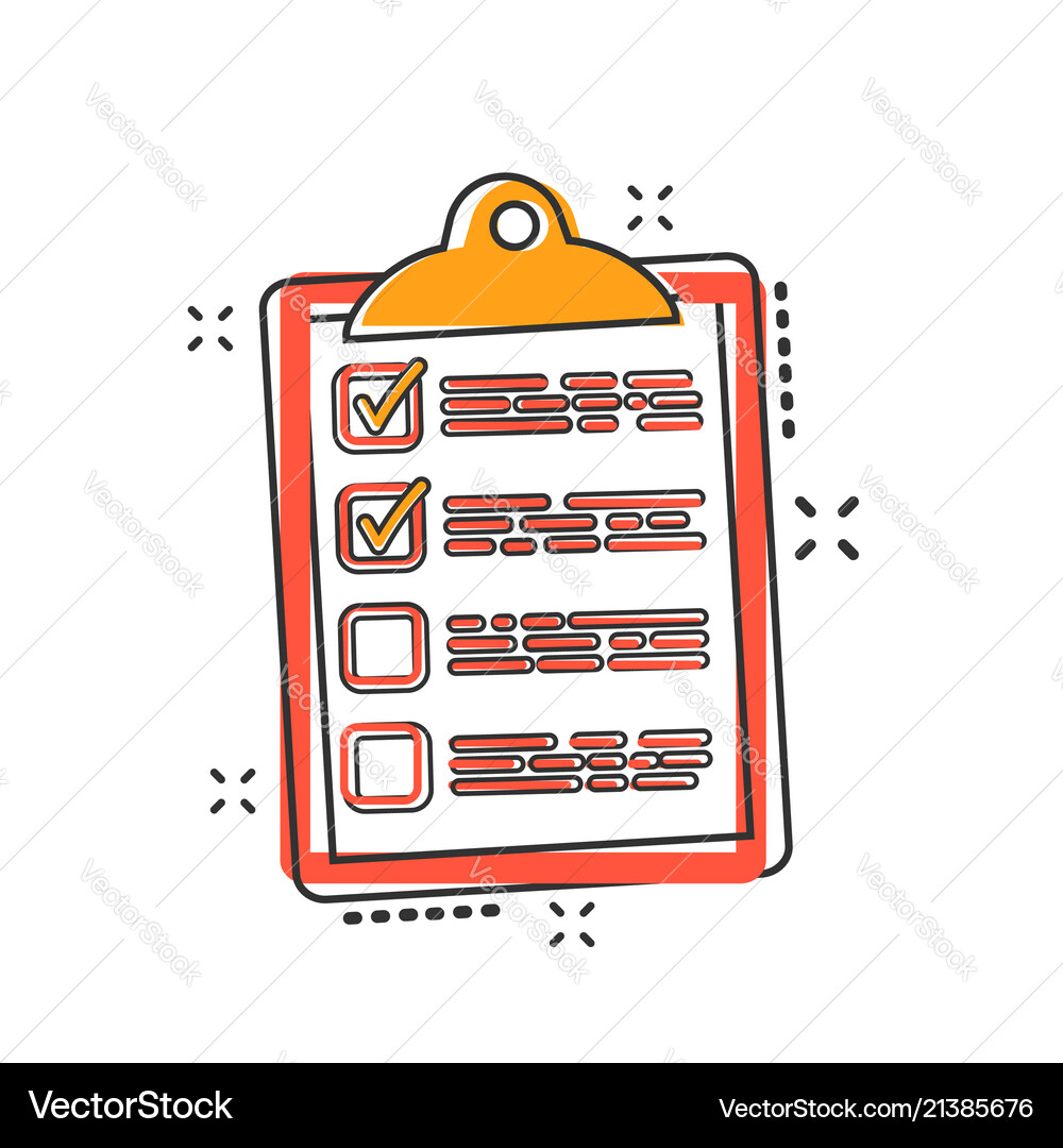 Cartoon to do list icon in comic style checklist Vector Image