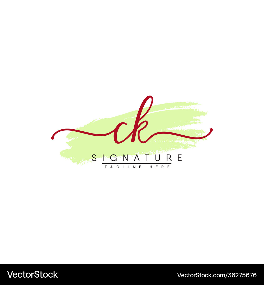 Ck initial letter logo handwritten signature logo Vector Image