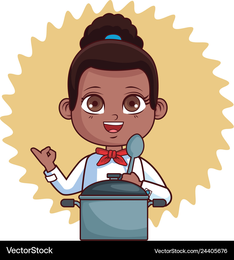 Cute chef girl cartoon Royalty Free Vector Image