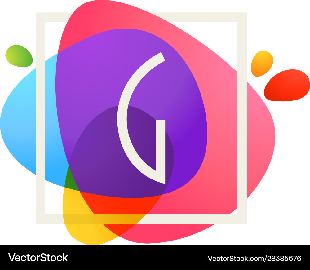 G letter logo in square frame at watercolor Vector Image