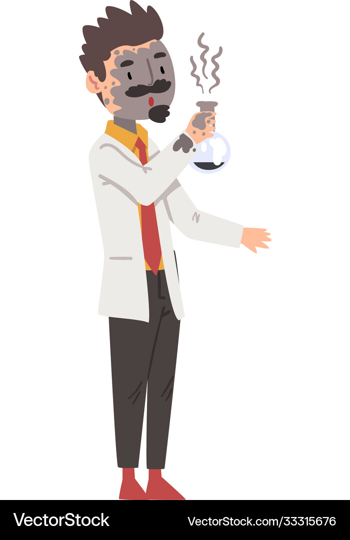 Male chemist after failed chemical experiment man Vector Image