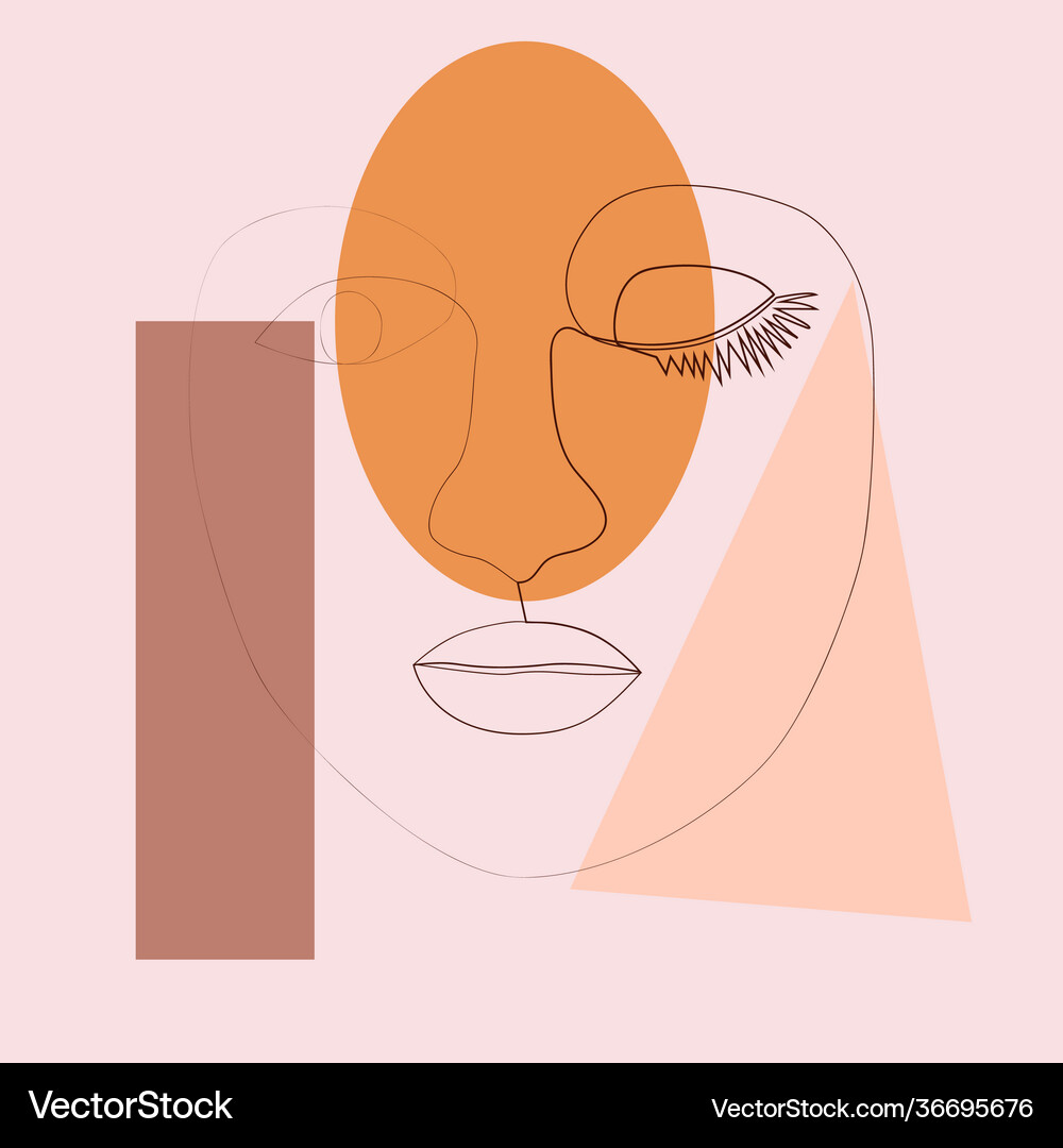 Minimalist portrait female face one Royalty Free Vector