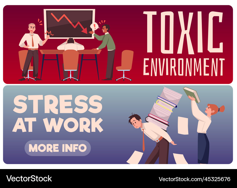 Toxic environment and stress at work banners Vector Image