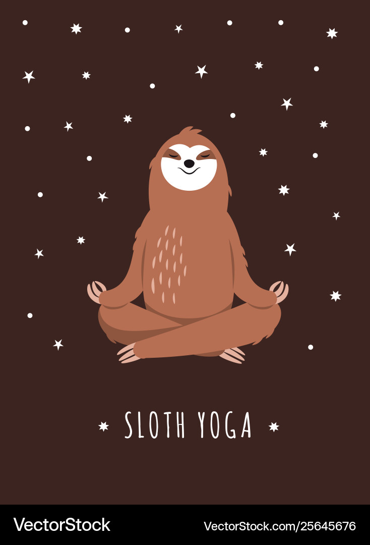 Yoga sloth cute character adorable sloth Vector Image