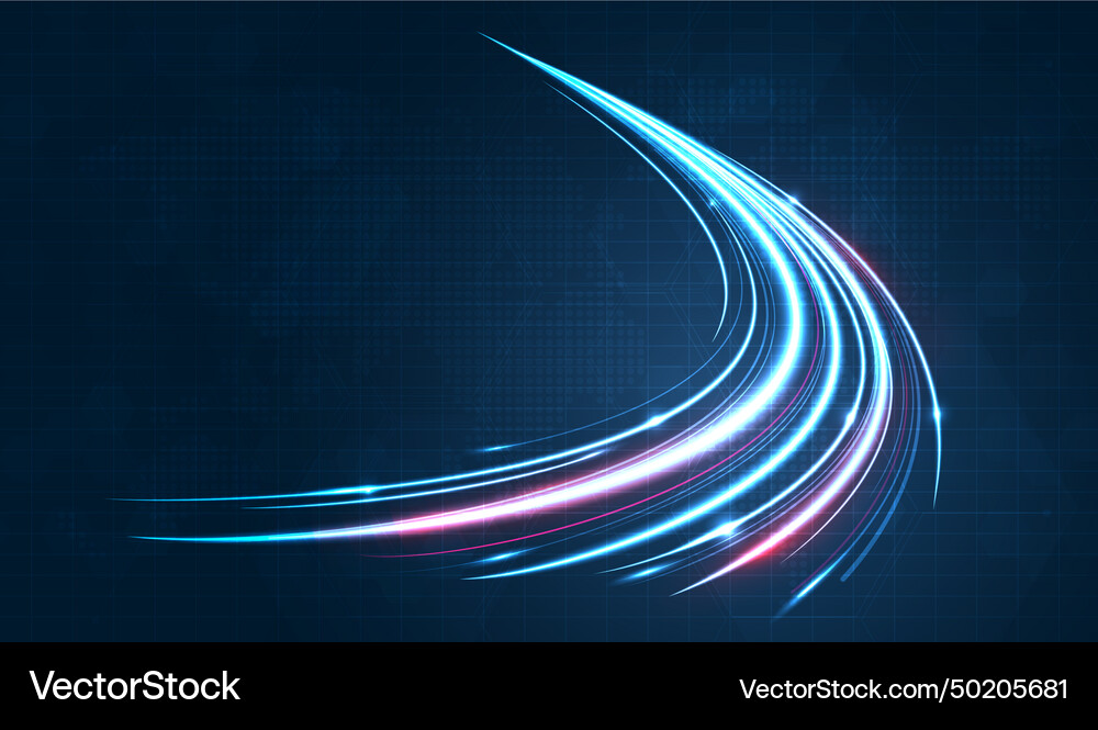 Blue light streak fiber optic speed line Vector Image