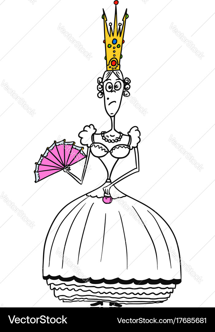 Cartoon medieval fantasy queen Royalty Free Vector Image