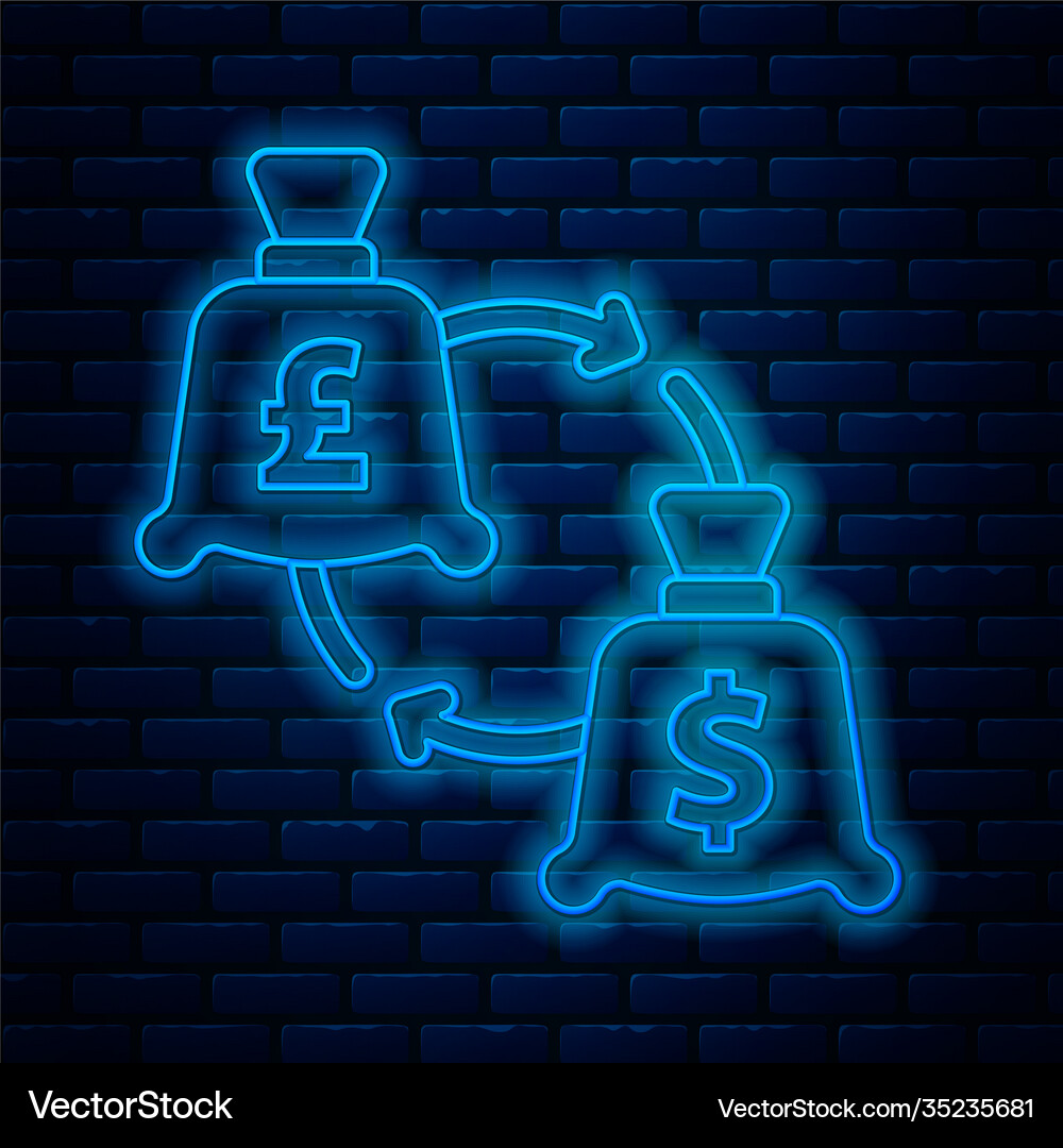 Glowing neon line currency exchange icon isolated Vector Image