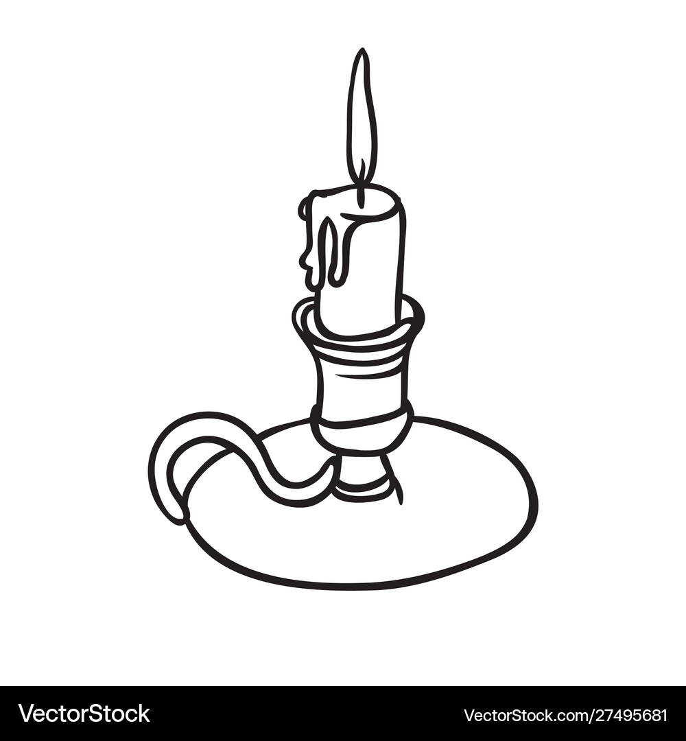 Hand drawn candle creative ink art work actual Vector Image