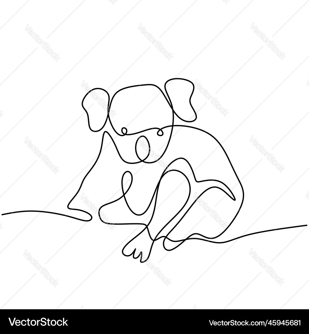 One continuous line drawing of adorable koala Vector Image