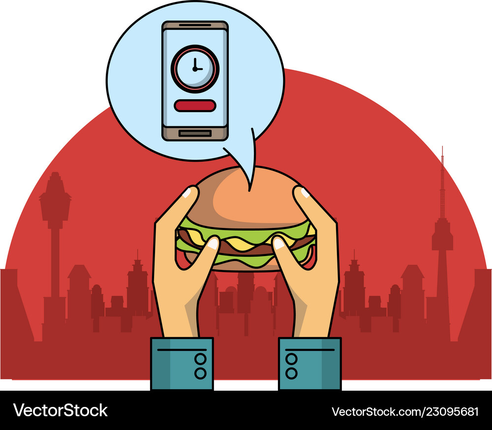 Online food order and delivery Royalty Free Vector Image