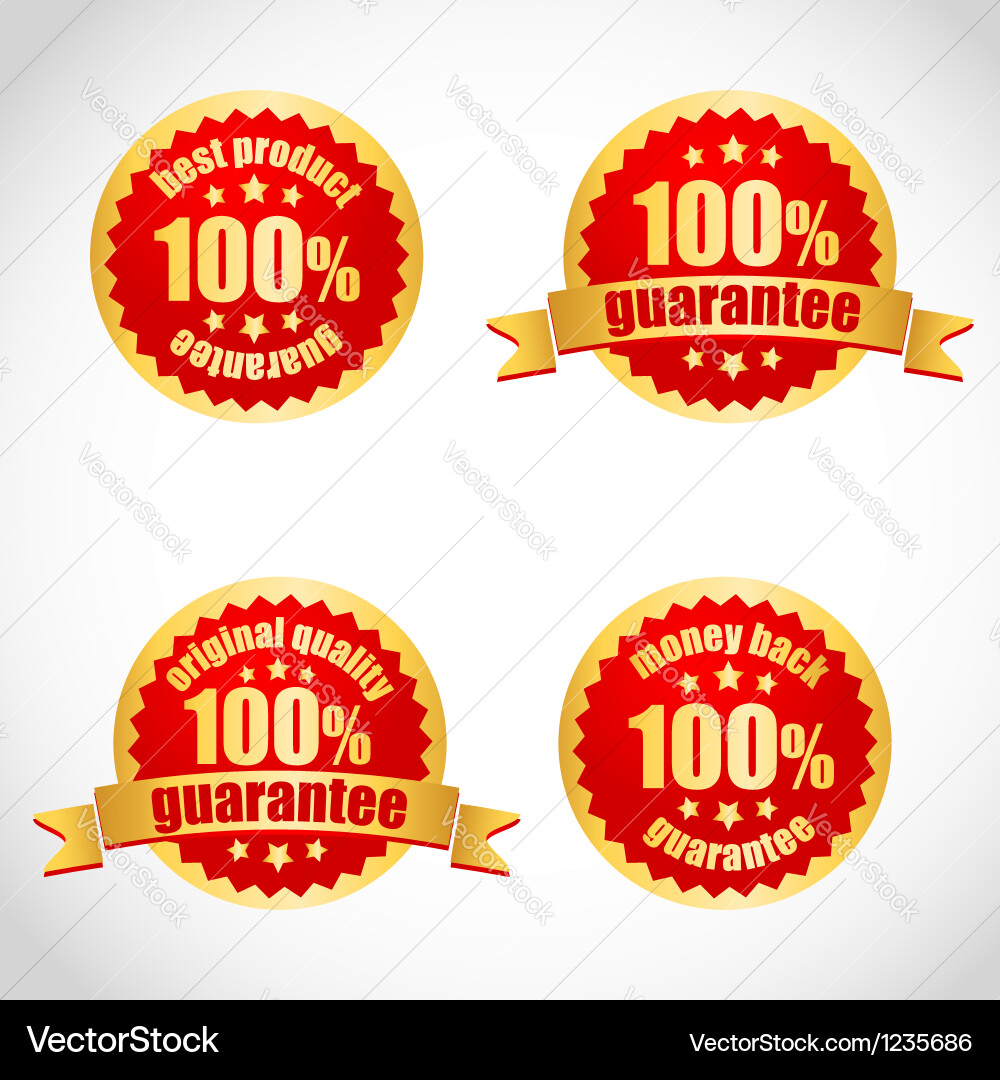 Best product guarantee label stickers Royalty Free Vector