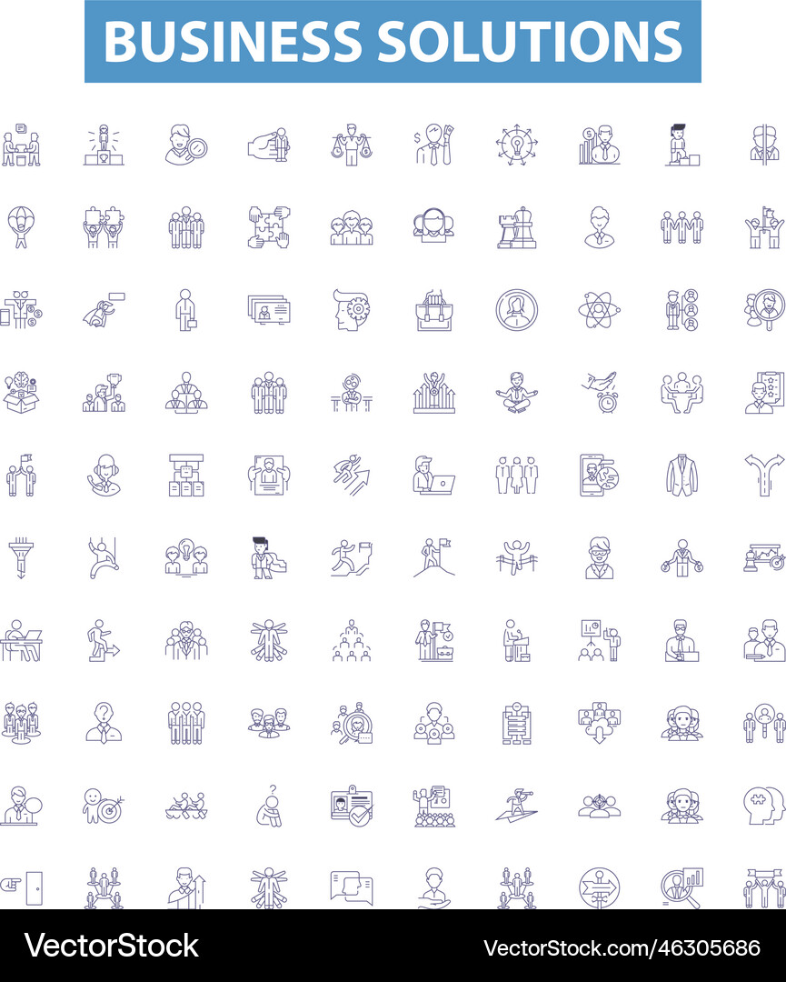 Business solutions line icons signs set Royalty Free Vector