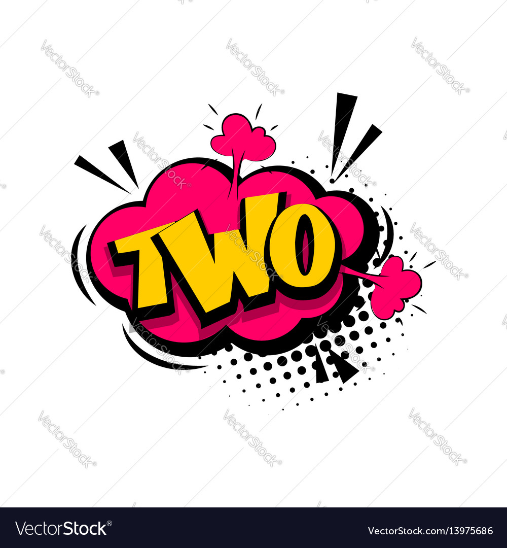 Colored comic text numbers two Royalty Free Vector Image