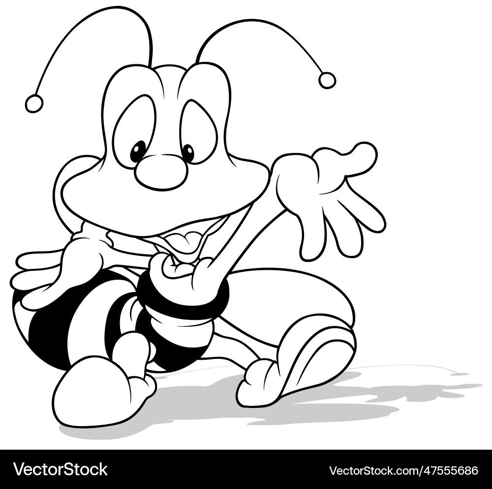 Drawing of a smiling bee with open arms Royalty Free Vector