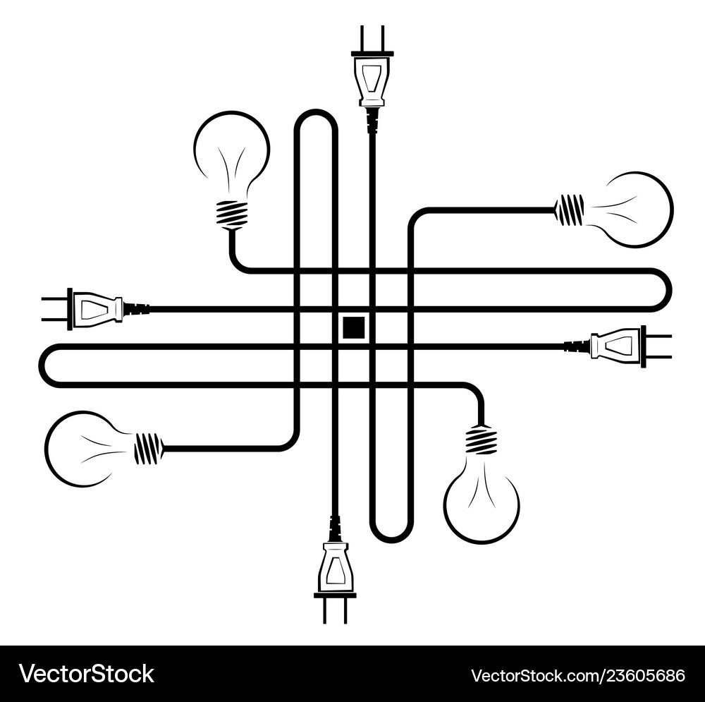Electric incandescent lamp with wire and plug Vector Image