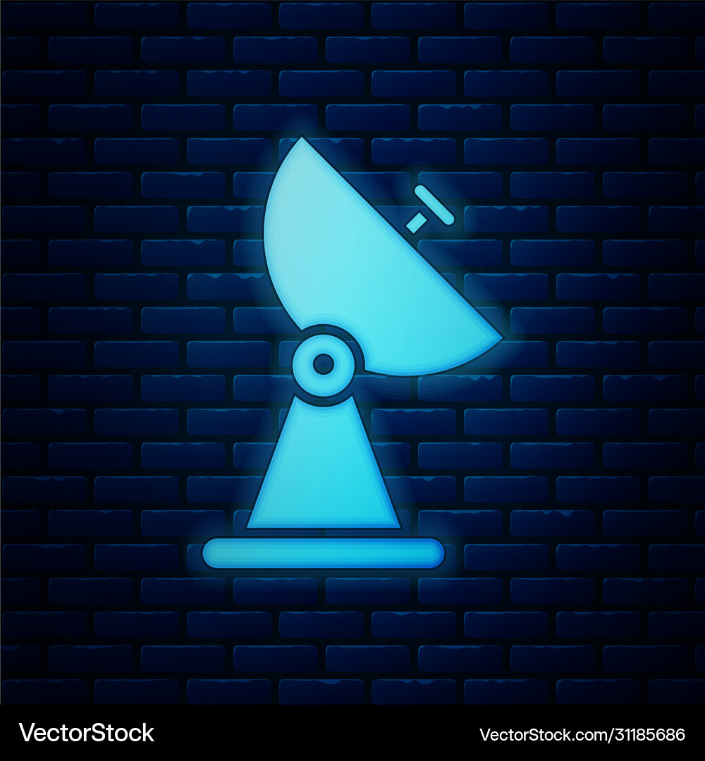 Glowing neon radar icon isolated on brick wall Vector Image