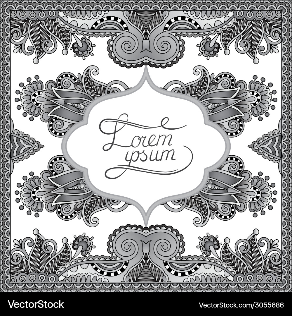 Grey decorative pattern of ukrainian ethnic carpet