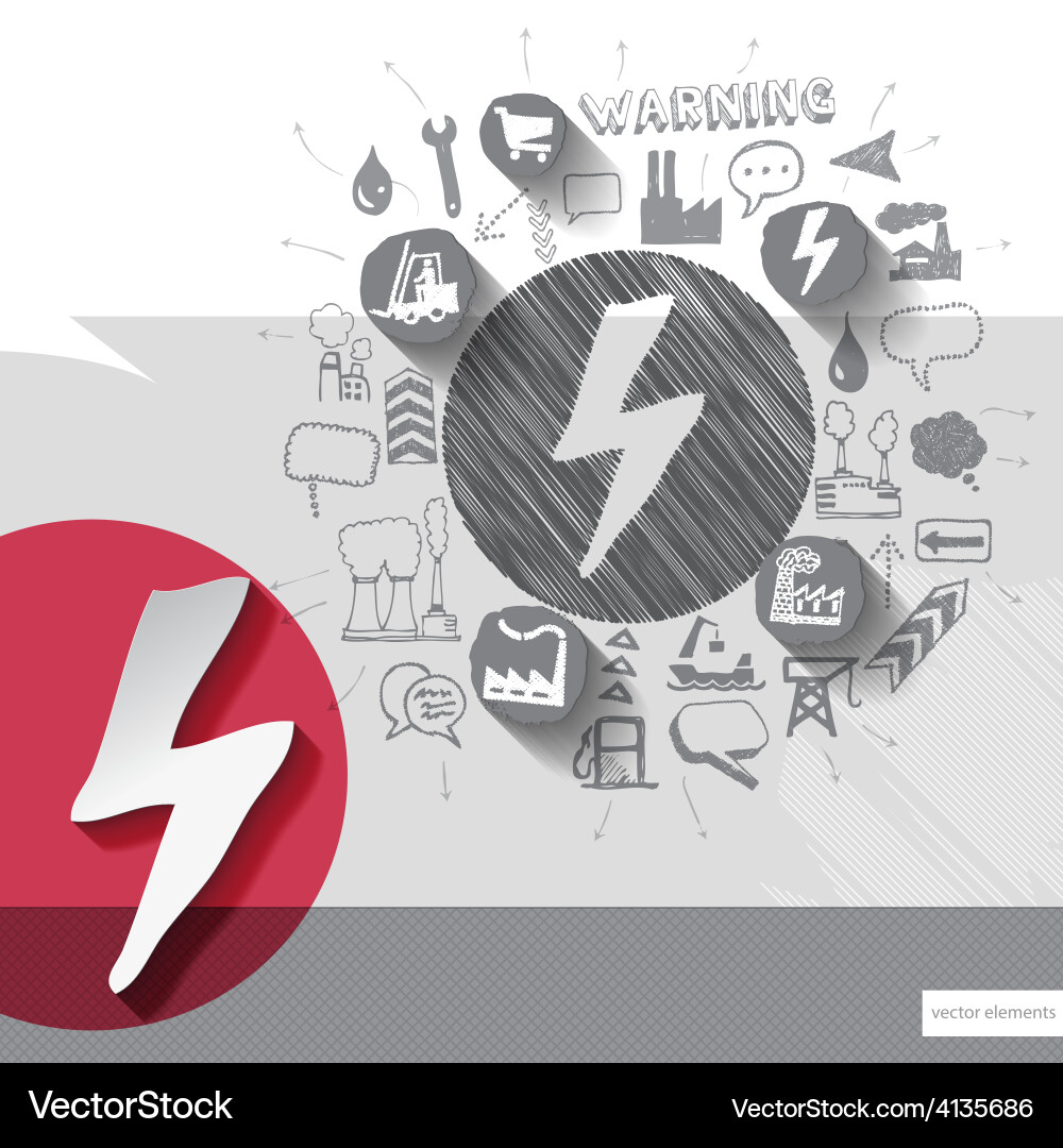Hand drawn electricity icons with background Vector Image