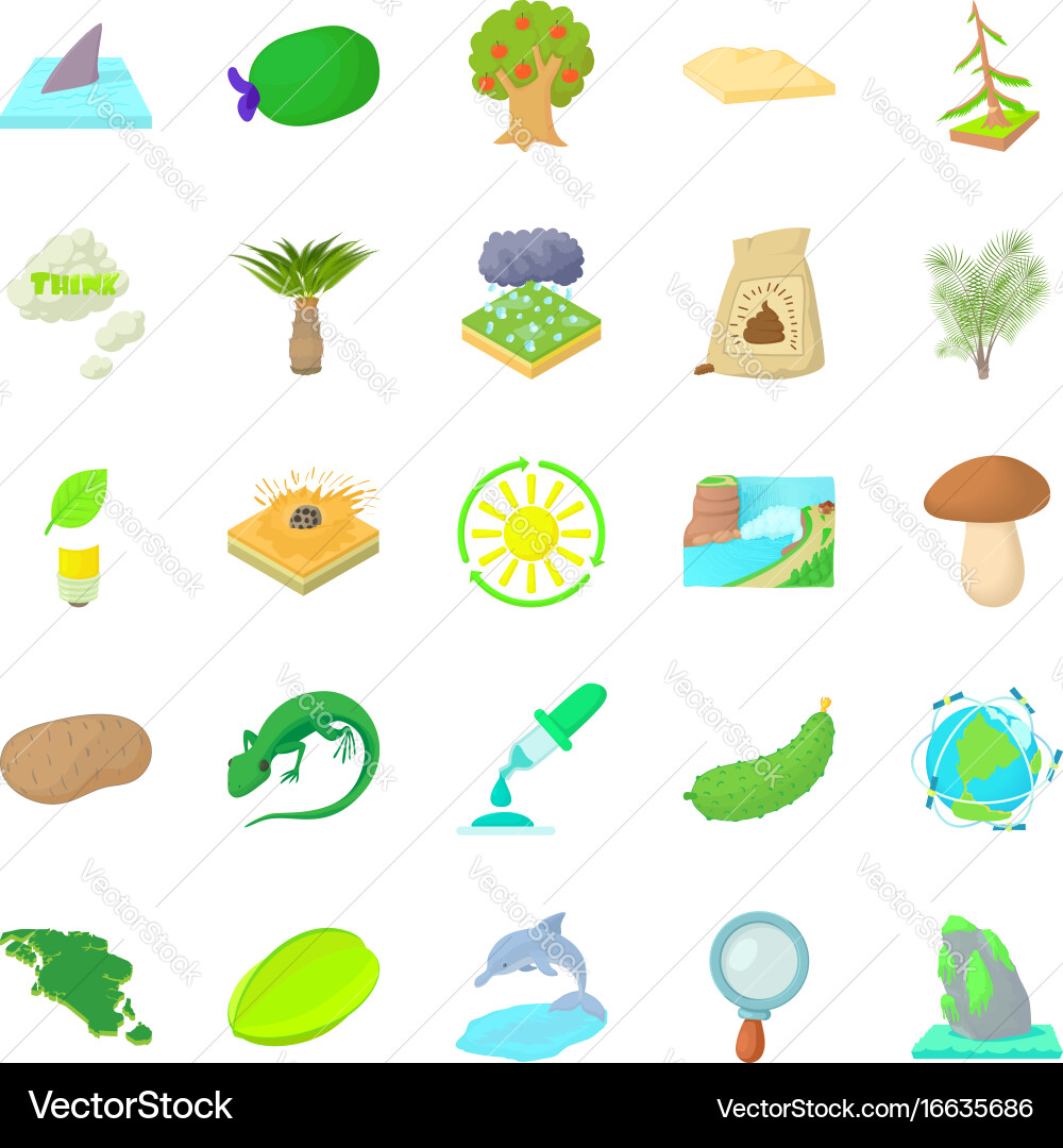 Isle icons set cartoon style Royalty Free Vector Image