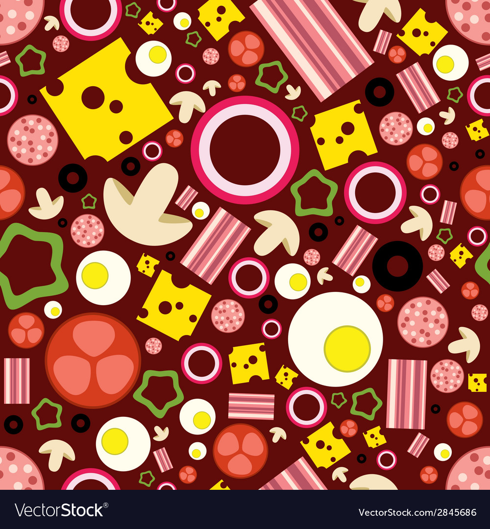 Pizza ingredients seamless pattern Royalty Free Vector Image Pizza ingredients seamless pattern Royalty Free Vector Image