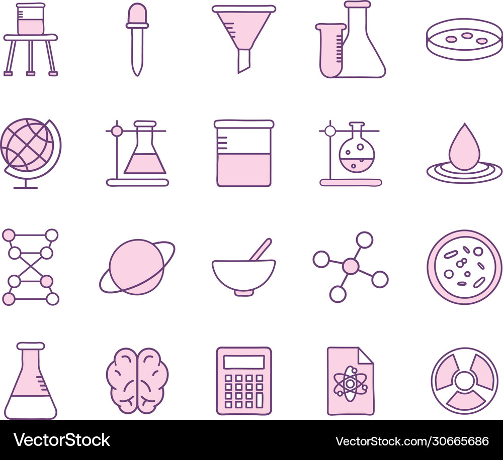 Science line style icon set design Royalty Free Vector Image