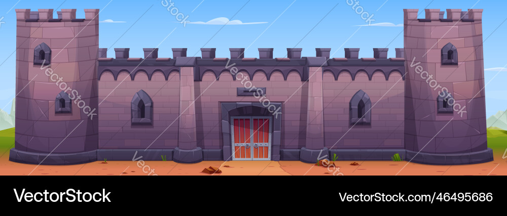 Wall of medieval stone castle Royalty Free Vector Image