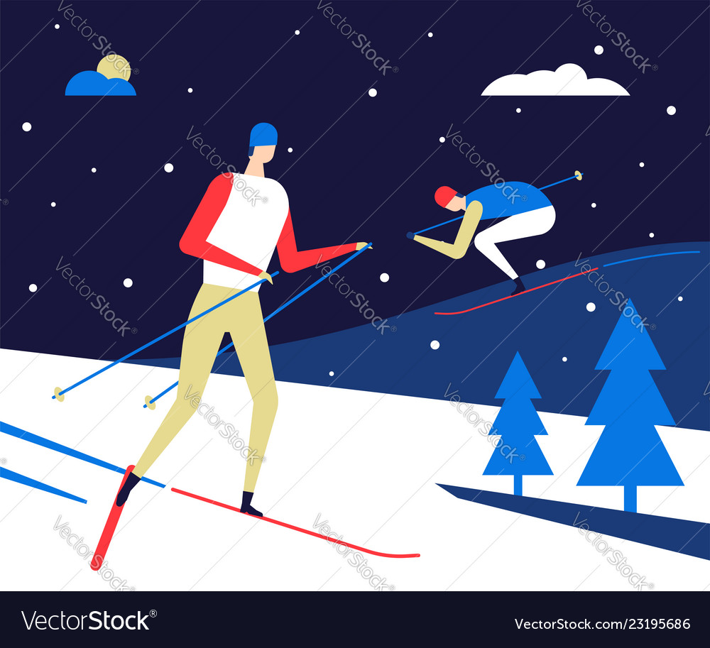Winter sports skiing - flat design style colorful Vector Image