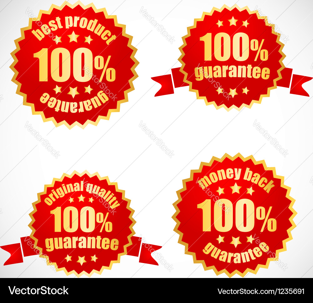 Best product guarantee label stickers Royalty Free Vector