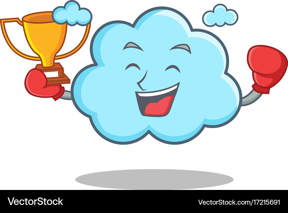 Boxing winner cute cloud character cartoon Vector Image
