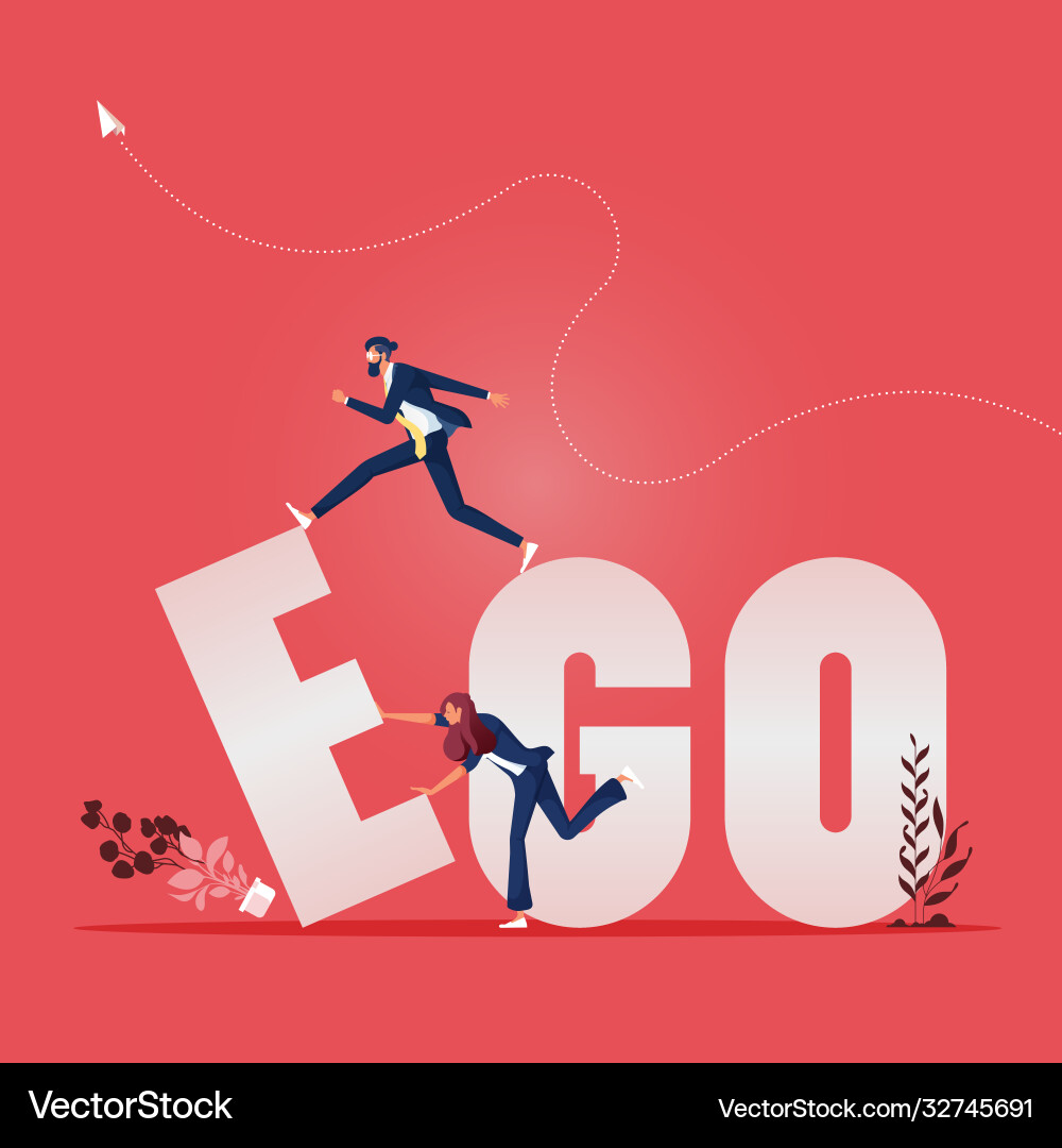 Business team change ego to go text Royalty Free Vector