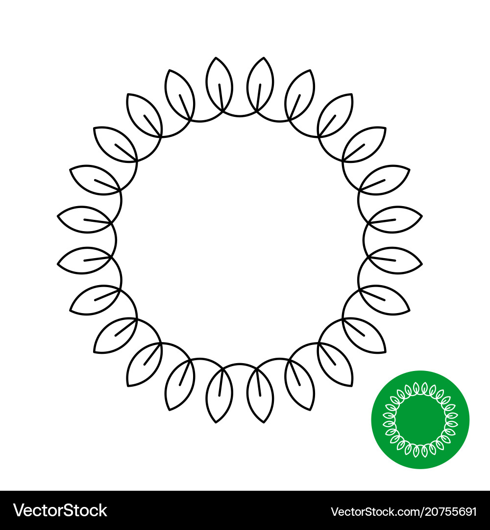 Circle frame with leaves line style round laurel Vector Image