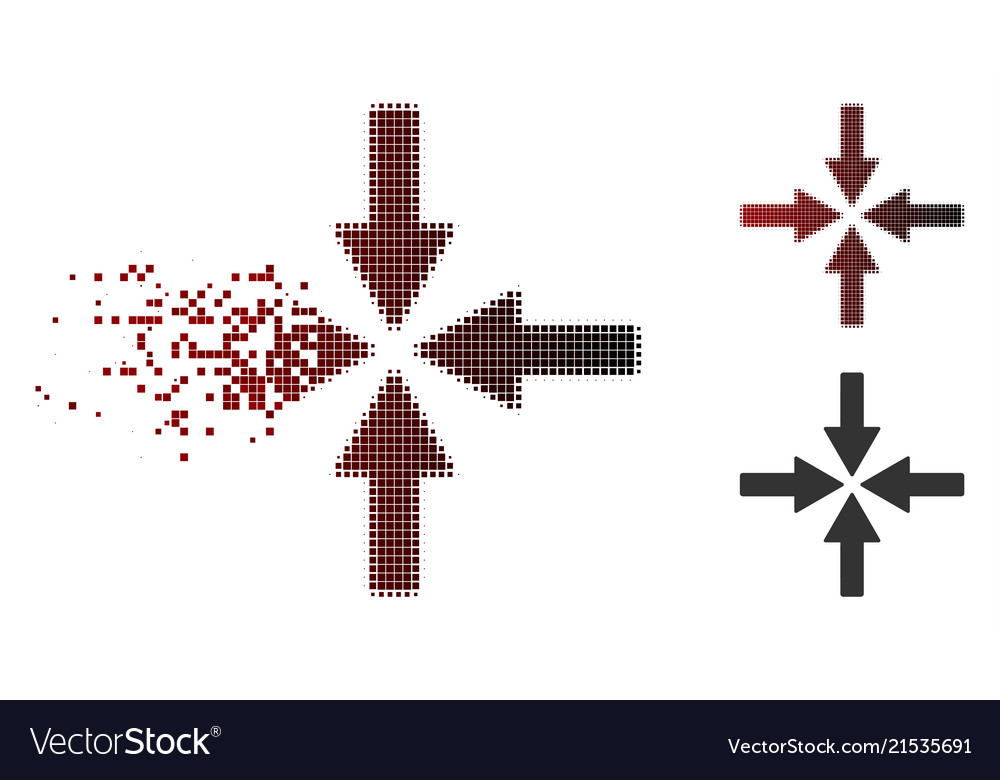 Disappearing pixel halftone collide arrows icon Vector Image Disappearing pixel halftone collide arrows icon Vector Image