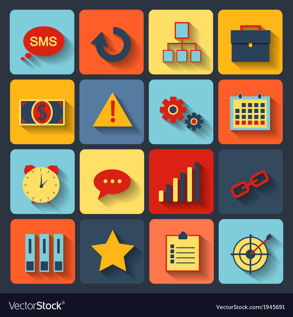 Flat set of modern icons Royalty Free Vector Image