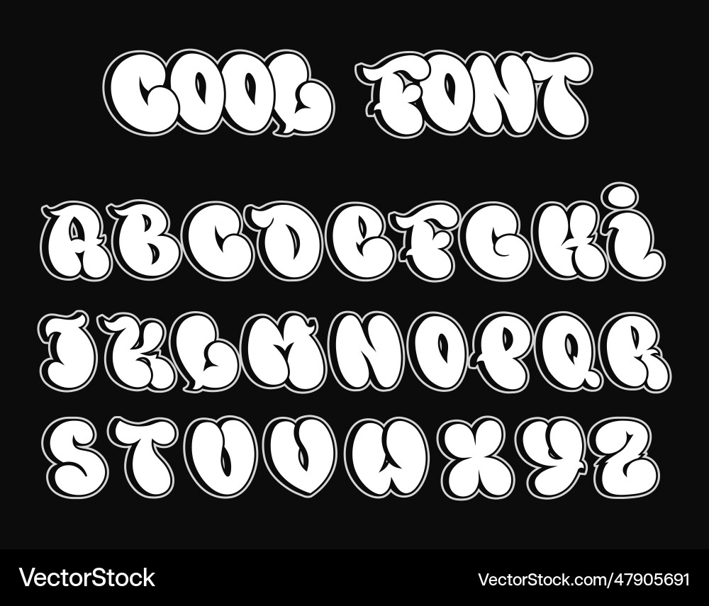 Graffiti alphabet modern isolated cartoon Vector Image
