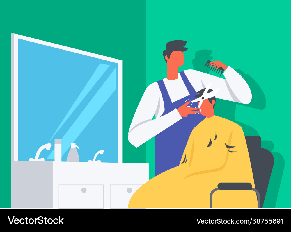 Hair cutting in salon Royalty Free Vector Image