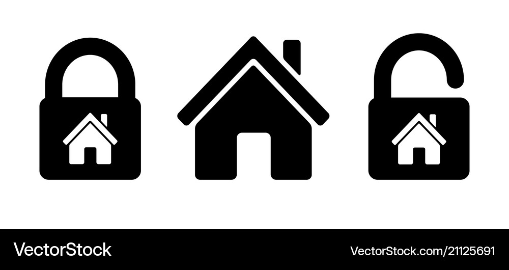 Lock house icon residential home Royalty Free Vector Image