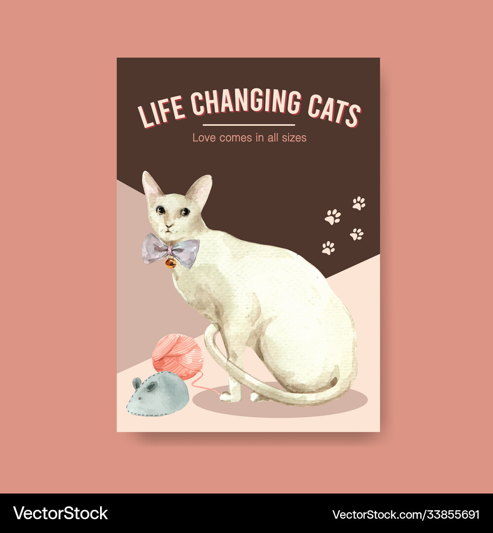 Poster template design with cute cat for brochure Vector Image