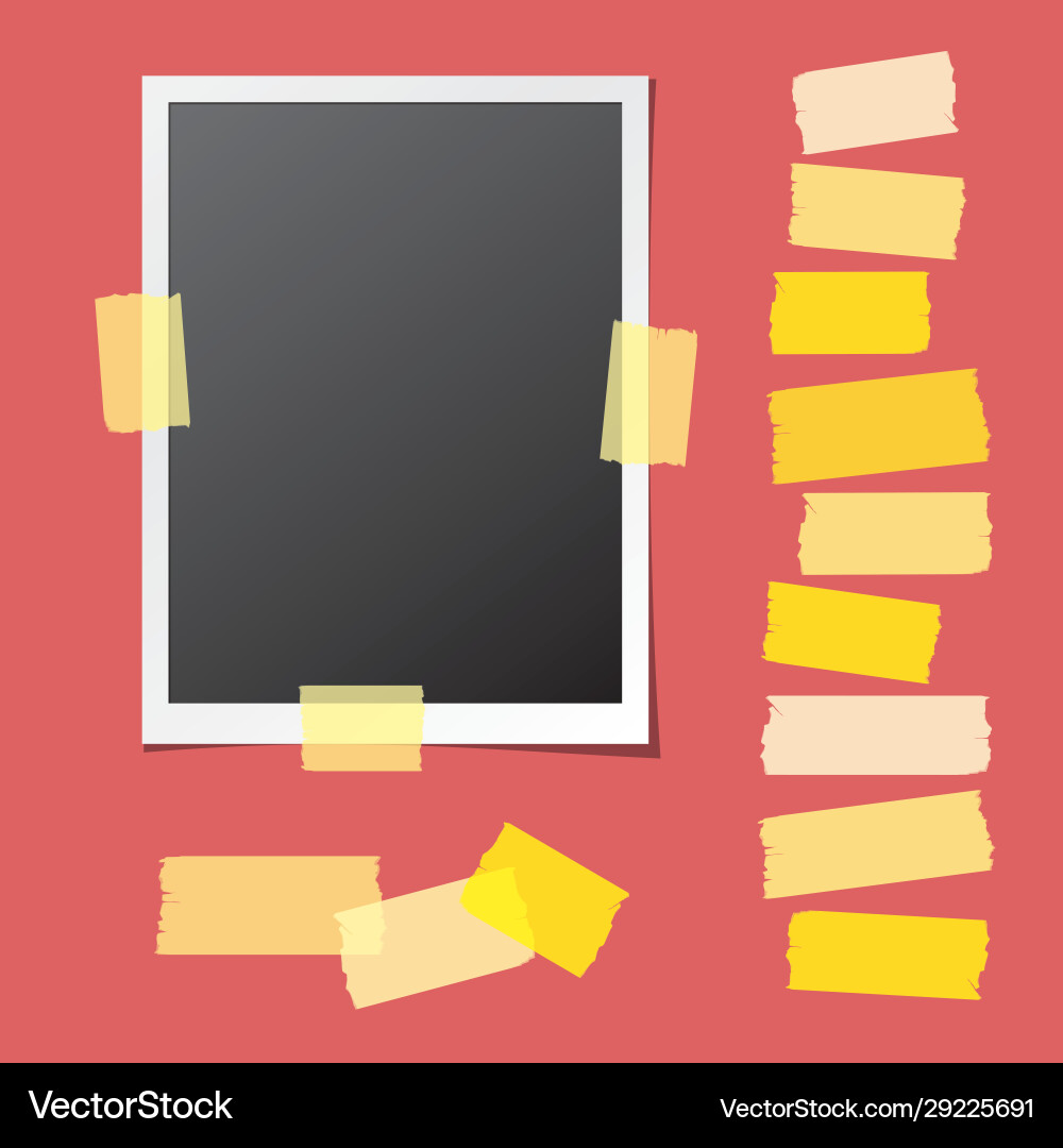 Realistic photo frame with collection sticky Vector Image