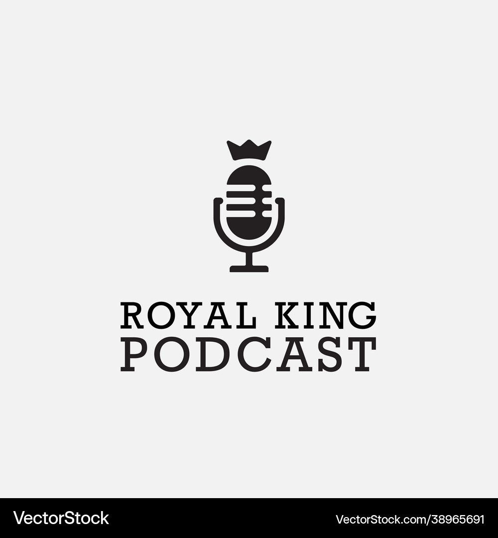 Royal king podcast microphone icon web symbol Vector Image