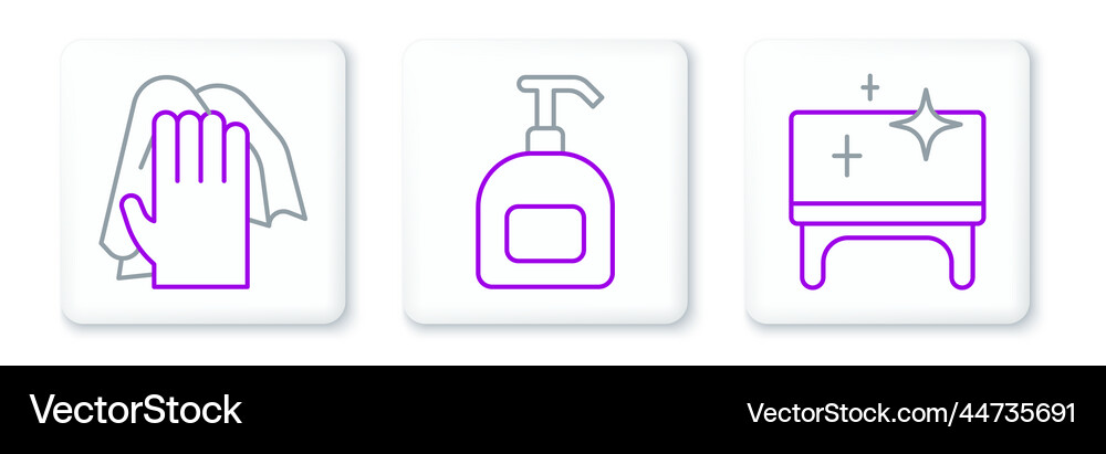 Set line clean table cleaning service and bottle Vector Image